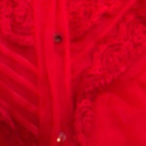 Tops | Vintage Red Blouse Sheer Sz S | Poshmark